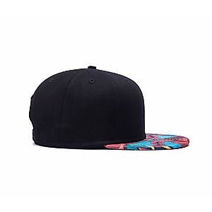 Quanhaigou Fashion Wavy Grain Print Cotton Adjustable Snapback Hats Unisex Hip-Hop Flat Bill Baseball Cap