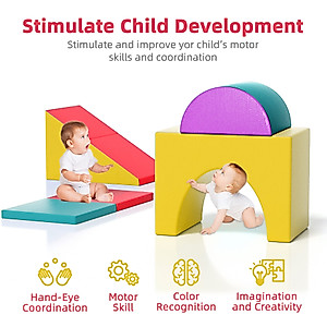 KORIMEFA 5-Piece Soft PU Leather Toddlers Climbing Toys, Baby Foam Climbing Blocks for Toddlers, Foam Play Gym Climbing Structures for Toddlers 3, Indoor Climb and Crawl Activity Play Set