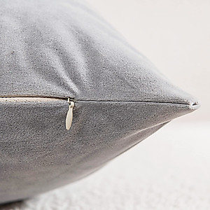 DEZENE Decorative Pillow Cases 20x20 Light-Grey: 2 Pack Cozy Soft Velvet Square Throw Pillow Covers for Farmhouse Home Decor