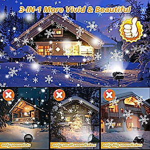 Christmas Projector Lights Outdoor, Upgraded LED Binocular Rotating Snowflake Projector Lights, Waterproof Snowfall Landscape Light with Remote RF Control Timer for Xmas Halloween Holiday Party Decor