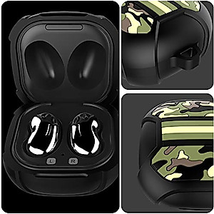 Tamiia for Samsung Galaxy Buds Pro 2 Case (2021) Samsung Galaxy Buds Pro Case (2021)/Galaxy Buds Live Case (2020)，Camo Black Soft Silicon，Night Luminous ，Comes with a Aluminum Carabiner