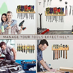 3 Pack Tool Organizers and Storage, Wooden Screwdriver Organizer Wall Mount, Pliers Rack Hammer Screwdriver Holder Tool Rack for Garage Shed Workshop