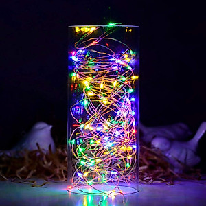 RUICHEN USB Fairy Lights 66 Ft 200 LED String Lights with ON/Off Switch, Waterproof Copper Wire Firefly Lights for Bedroom Wall Ceiling Wreath Christmas Easter Wedding Party (Multicolor)