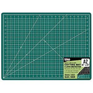 US Art Supply 18" x 24" Green/Black Professional Self Healing 5-Ply Double Sided Durable Non-Slip Cutting Mat Great for Scrapbooking, Quilting, Sewing and all Arts & Crafts Projects
