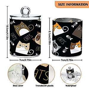 xigua Black Cat Qtip Holder 2 Pack, 14 oz Apothecary Jars Bathroom Vanity Organizer Canister for Qtips,Cotton Swabs,Cotton Balls,Cosmetic Pads,Flossers,Bath Salts
