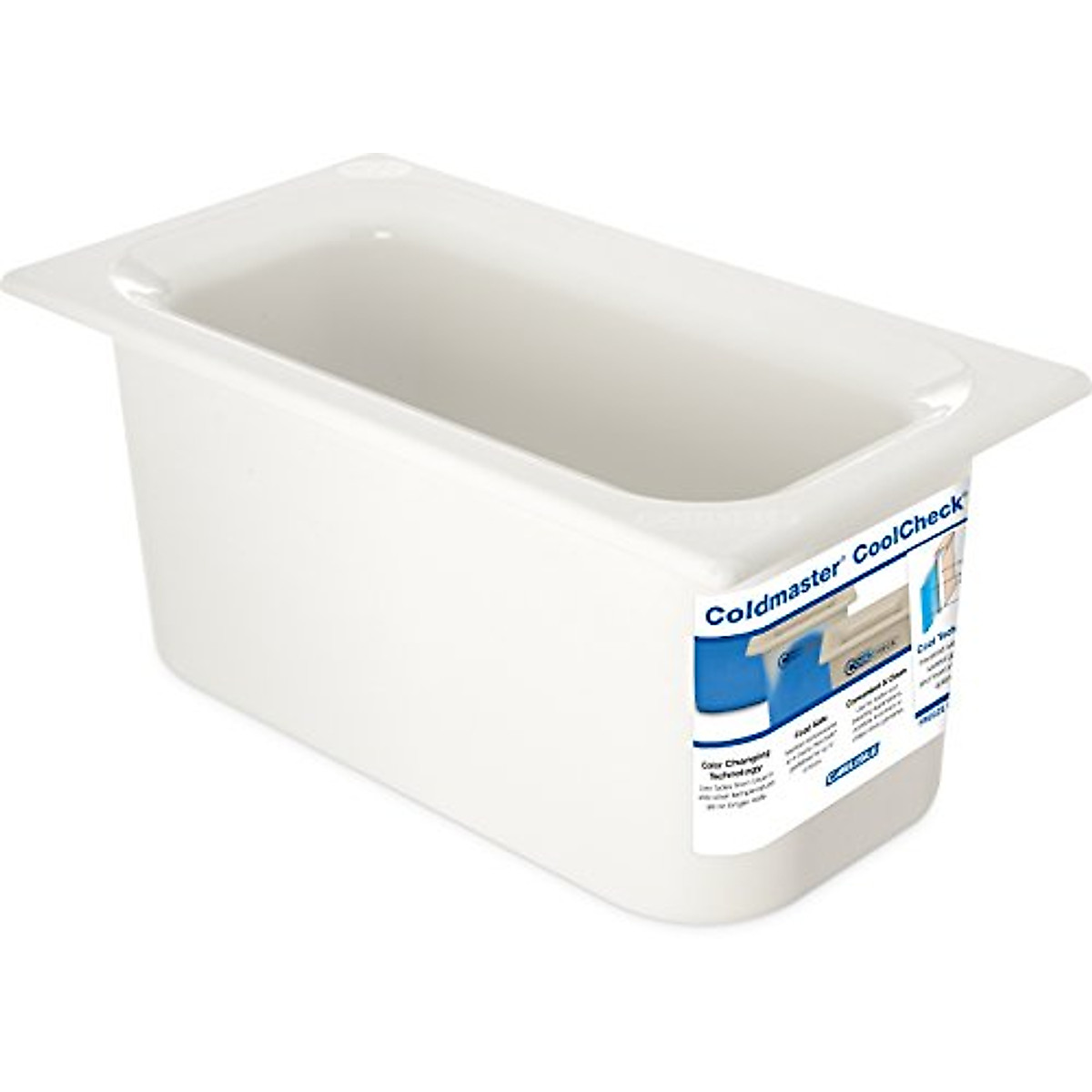 Carlisle FoodService Products CM1102C1402 Coldmaster CoolCheck 6" Deep Third-Size Insulated Food Pan, 4 Quart, Color Changing, White and Blue