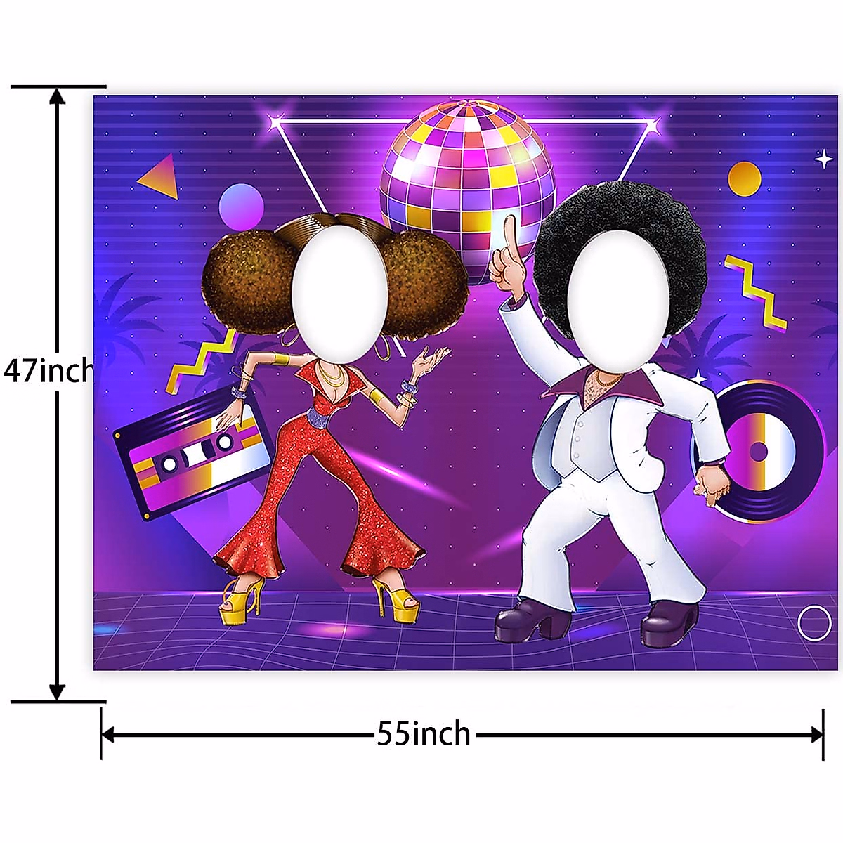 70s Disco Party Banner Pretend Play Party Game Backdrop Retro Disco Ball Theme Decor Decorations for 70's Night Club Neon Dance Party 1970s Disco Fever Party 1st Birthday Party Supplies Background