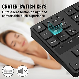 RaceGT Wireless Number Pad, Numeric Keypad Ultra-Silent Rechargeable 2.4G 35 Keys for Laptop,Desktop,PC, Notebook