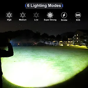 Gehavin Rechargeable LED Flashlights 1500000 High Lumens,XHP160.5 High Powered Flashlight Super Bright,Handheld Flashlight with Zoomable, 6 Modes,Waterproof for Emergencies and Camping,Dimgray