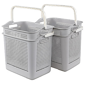 Xeabia 42 L Plastic Dirty Clothes Hampers with Handles, Large Plastic Laundry Baskets, Gray, 4 Packs