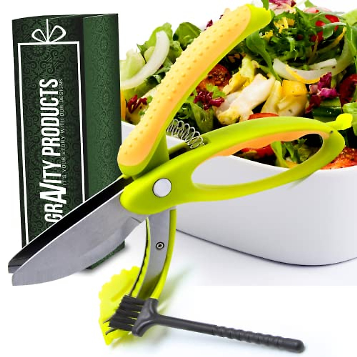 Toss and Chop Salad Tongs, Salad Chopper, Heavy Duty Kitchen Salad Scissors, Multifunction Double Blade Salad Cutting Tool