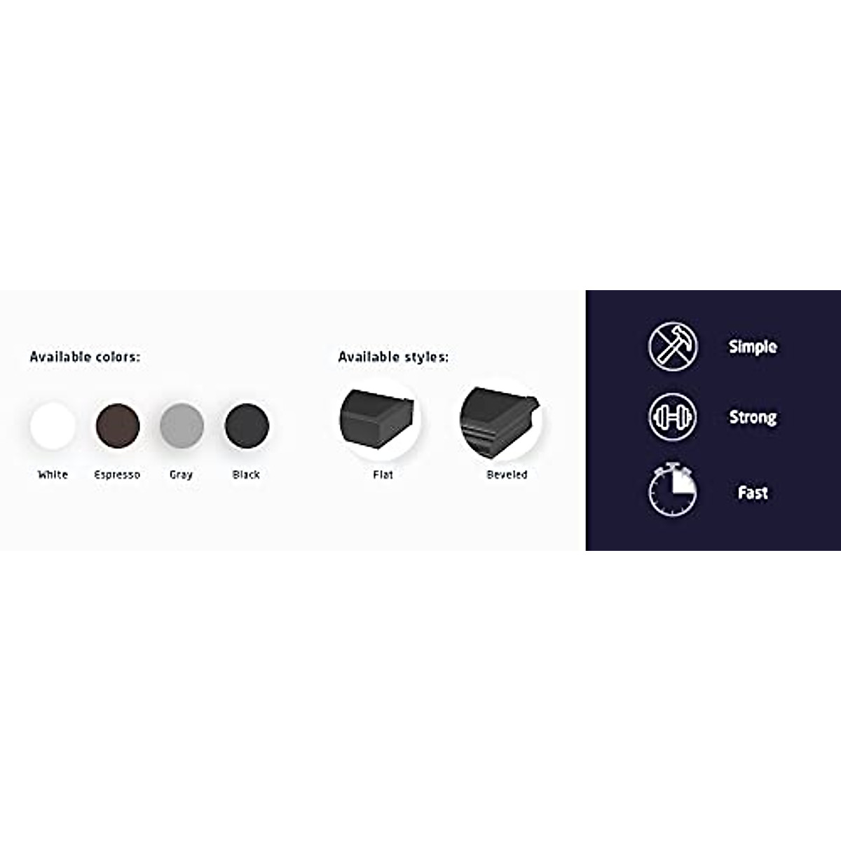 HIGH & MIGHTY 515621 Modern 24" Floating Shelf Holds up to 20lbs, Easy Tool-Free Dry Wall Installation, Flat, Retail Pack of 2, Gray