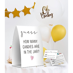Guess How Many Candies Are In The Jar, Baby Shower Games, Baby Shower Decorations - One Sign and 50 Cards(MANY027)