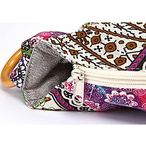 jinghuiyue Bohemian Hippie Crossbody Bag Purse Zip Hobo Sling Bag Handmade Thai Top Messenger Bags (Purple-blue)