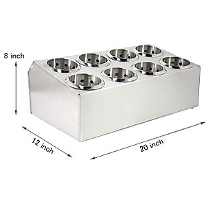 bimiti 8 Holes Flatware Cylinder Holder Commercial Stainless Steel Utensil Storage Caddy Drying Rack Countertop Silverware Organizer For Restaurant Hotel Buffet