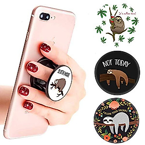 4 Pack Foldable Expanding Cell Phone Finger Stand Holder Compatible with All Smartphones and Tablets Follow Me Not Today Sloth Mode