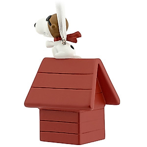 Hallmark Peanuts Snoopy Flying Ace on Doghouse Happy Holidays Christmas Ornament