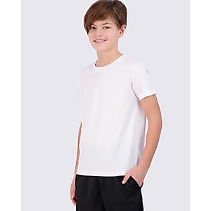 5 Pack: Boys Mesh Short Sleeve Shirts Crew Neck Boy Shirt T-Shirt Tshirt Tops Tees Girls Youth Teen Active Wear Athletic Quick Dry Basketball Gym Sport Undershirt Tee Soccer Top -Set 5,Large 12-14