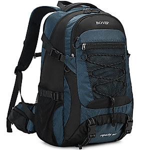 BOVIP 40L Hiking Backpack Waterproof Lightweight Daypack Travel Sports Camping Backpack for Men Women Blue