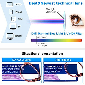 DXYXYO Blue Light Blocking Reading Glasses for Women 2.5+, 4 Pack Men Round Computer Readers with Spring Hinge