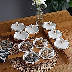 TRESORS Appetizer Plates Snack Bowls Dip Tray 4 Piece Serving Plate Bowl Set Dried Fruit Tray Dip Bowl With Lid Serving Snack Tray Bowl Salad Plates Dinner Plates