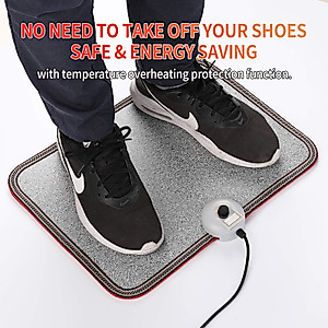 TISHIJIE Electric Heated Floor Mats - AC 110V Foot Heater, Heated Foot Warmer Mat Under Desk for Office and Home (Gray)