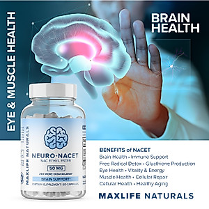 Neuro NACET - N-Acetyl Cysteine Ethyl Ester - 20x More Bioavailable Than NAC 1000mg - 10x Higher Glutathione Boost Over Liposomal Glutathione - NAC Ethyl Ester with Glycine, Selenium, Brain Support