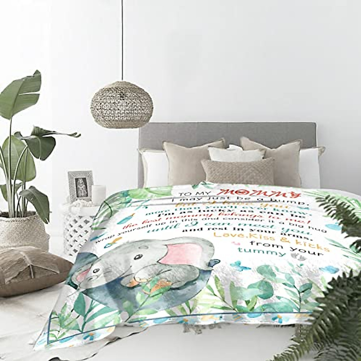 RAMEFLAO Mom to Be Gift Blanket, New Mother Gifts for Mom Only, Gender Reveal Gift Ideas, Pregnancy Gifts for First Time Moms, Best Gift for New Mom Mommy Parents Throw Blanket 60 ” x 50 “