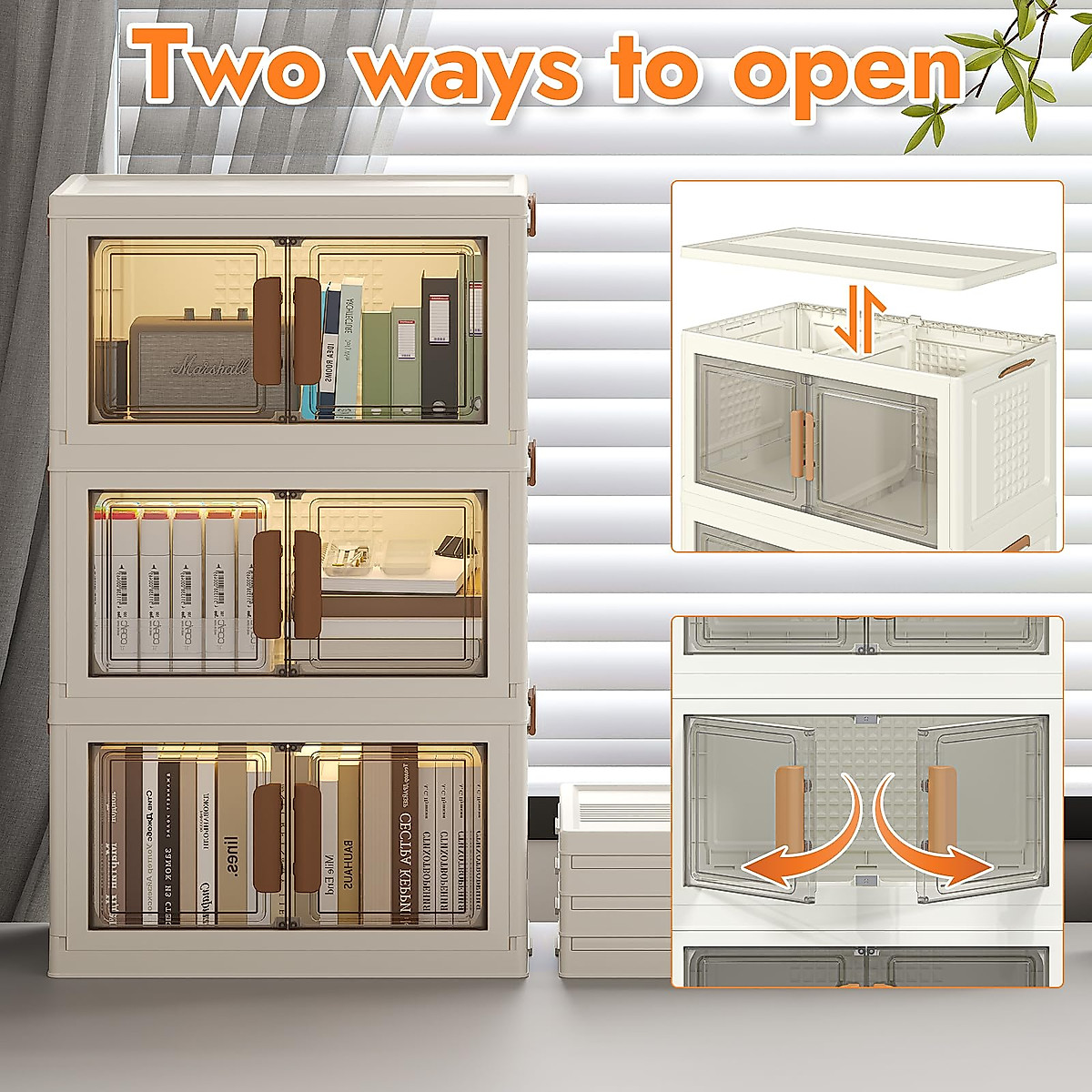 NLDD Storage Bins with Lids,78 Quart Plastic Bins with Lids,Large Closet Organizers, 3 Packs Collapsible Storage Bins with Wheels,Double Door Stackable Bins for Clothes,Home