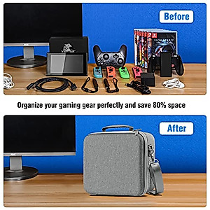 NinjaPlusOX Carrying Case for Nintendo Switch/Switch OLED Model 2021, Hard Shell Protective Portable Switch Carrying Case Travel Bag for Switch Console & Accessories, Gray