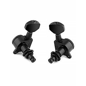Bogart Locking Guitar String Tuning Pegs Sealed Machine Heads Tuners Tuning Keys 3 Left 3 Right for Electric Guitar or Acoustic Guitar Black., TP 21-BK-3L 3R-1
