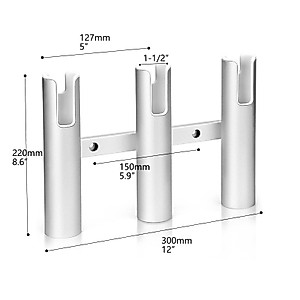 3 Tube Aluminium Fishing Rod Holders, 3 Link Wall-Mounted Pod Rack, Be Suitable for Marine Boat Yacht Camper RV