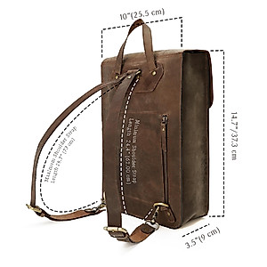 LUXEORIA Genuine Leather Backpack for Men and Women, Minimalistic Leather Backpack, Handmade Retro Style 15.6" Laptop Bag, Hiking Shoulder Daypack - Hunter Brown