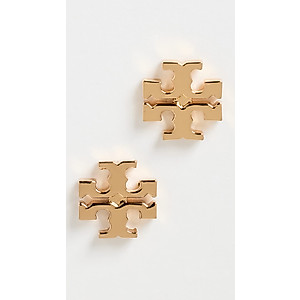 Tory Burch Women's Logo Stud Earrings, Shiny Gold, One Size
