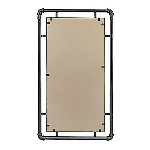 Stonebriar Rectangular Industrial Black Metal Pipe Hanging Wall Mirror, 29.1" x 16.7"