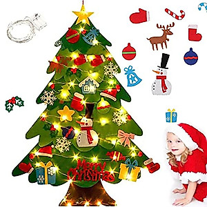 Montessori Christmas Tree for Toddlers, Montessori Christmas Tree with Lights, Kids Interactive Christmas Tree with 21Pcs Detachable Tree Ornaments for Kid Wall