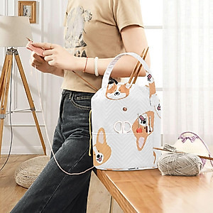 Qilmy Dog Face Crochet Bag Organizer, Knitting Bag Yarn Storage Organizer, Portable Travel Crochet Organizer with Accessories Case, Yarn Storage Organizer