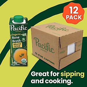 Pacific Foods Organic Chicken Bone Broth, 8oz (Pack of 12)