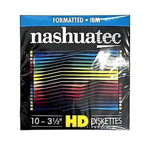 Nashuatec High Density HD 2-Sided 3.5" Diskette Formatted 10 Diskettes Per Pack For Storage Data