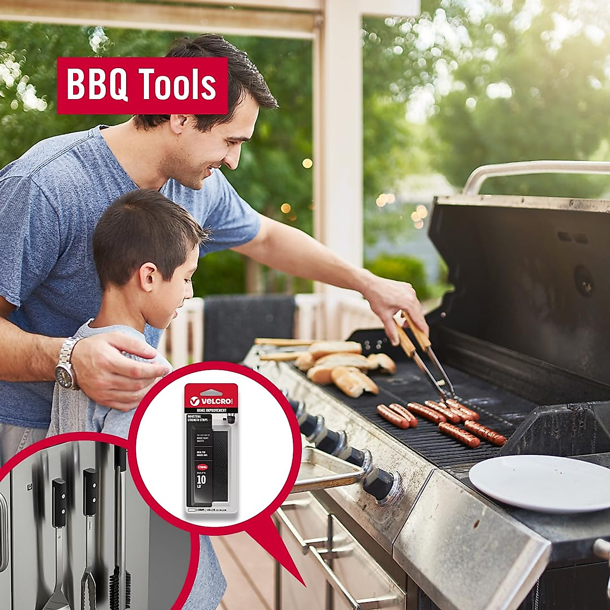 VELCRO Brand Industrial Strength Fasteners | Stick-On Adhesive | Professional Grade Heavy Duty Strength Holds up to 10 lbs on Smooth Surfaces | Indoor Outdoor Use | 4 x 2 inch Strips, 2 sets, Black