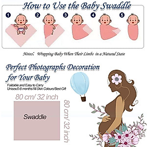 SUFEINI Maternity Robes and Matching Swaddle Blanket Set, Women Mommy Postpartum Robe Hospital Labor and Delivery Gown