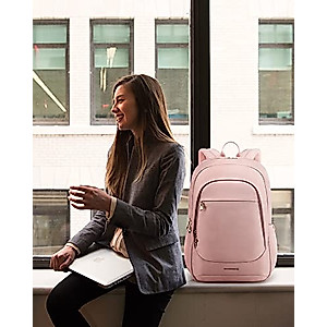 LIGHT FLIGHT Women Backpacks Laptop Backpack for Women 17.3 inches Computer Bags for Work Travel College, Gifts for Women, Pink