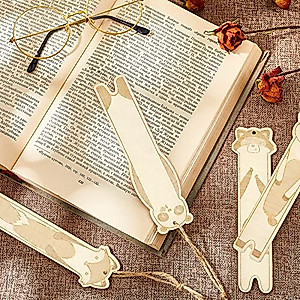Wooden Bookmarks Animal Engraved Bookmarks for Kids Cute Bookmarks Blanks DIY Wooden Craft Bookmark School Office Supply for Teachers Students Classroom Rewards Supplies