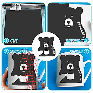 Matte Black Permanent Vinyl for Cricut, Lya Vinyl Matte Black 12" x 50Ft Permanent Adhesive Vinyl Roll for CRI-Cut, Silhouette Cameo, Vinyl Roll for Craft Cutter