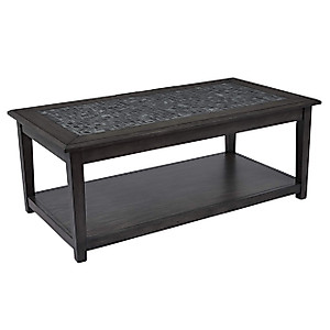 Jofran Grey Mosaic Cocktail Table, 48" W X 26" D X 19" H, Dark Finish, (Set of 1)
