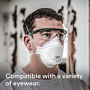 3M Aura Particulate Respirator 9205+, N95, Pack of 20 Disposable Respirators, Individually Wrapped, 3 Panel Flat Fold Design Allows for Facial Movements, Comfortable, NIOSH Approved