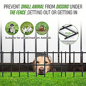 9 Pack 16x12-inch No-Dig Animal Barrier Fence, SOCBAZZAR Underground Dog Digging Barrier Fence with 2 inch Spike Spacing, Rustproof Metal Fence Defense for Outdoor Garden Yard, Black