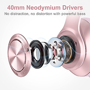 Picun Bluetooth Headphones 100 Hours Wireless Gaming Headphones Over Ear Low Latency Bluetooth 5.0 HiFi Extra Bass, Noise Reduction Mic, Protein Earpads, Foldable Headset for Women Girls Office Class