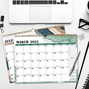 2023-2024 Calendar - 18 Monthly Calendar with Thick Paper, 14.6" x 11.5", Jan. 2023 - Jun. 2024, Twin-Wire Binding + Hanging Hook + Unruled Blocks with Julian Date, Horizontal - Pink