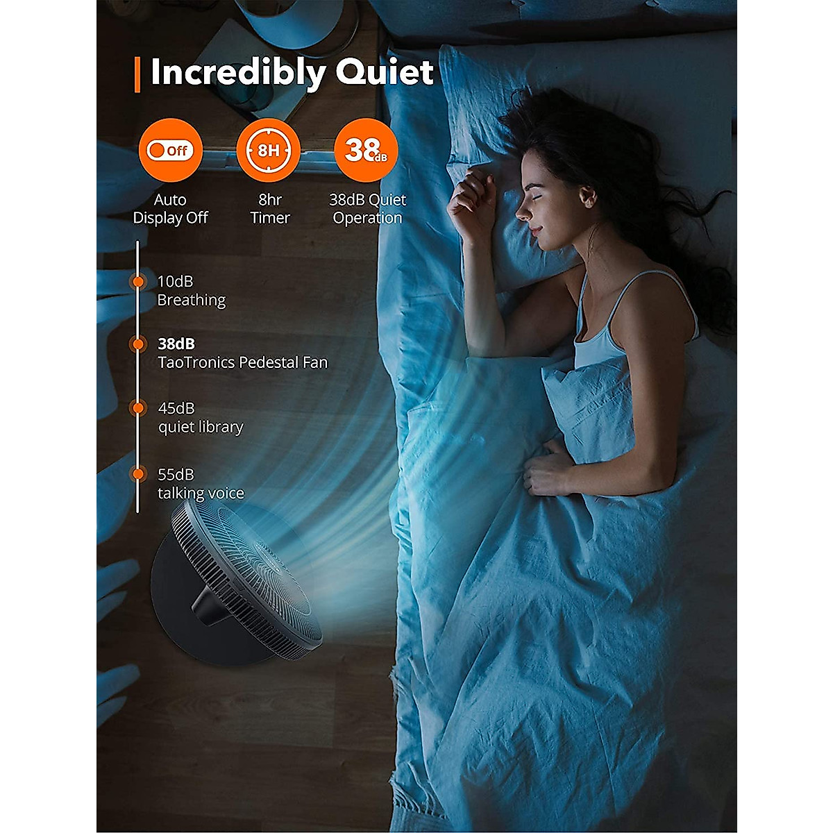 CTOMOA Fans for Home Bedroom, Pedestal Floor Fan with Remote, Standing Fan with Quiet DC Motor,12 Speed&Turbo Levels, 120°Oscillation, 8-Hour Timer, Adjustable Height for 43.5 to 46.8 Inch